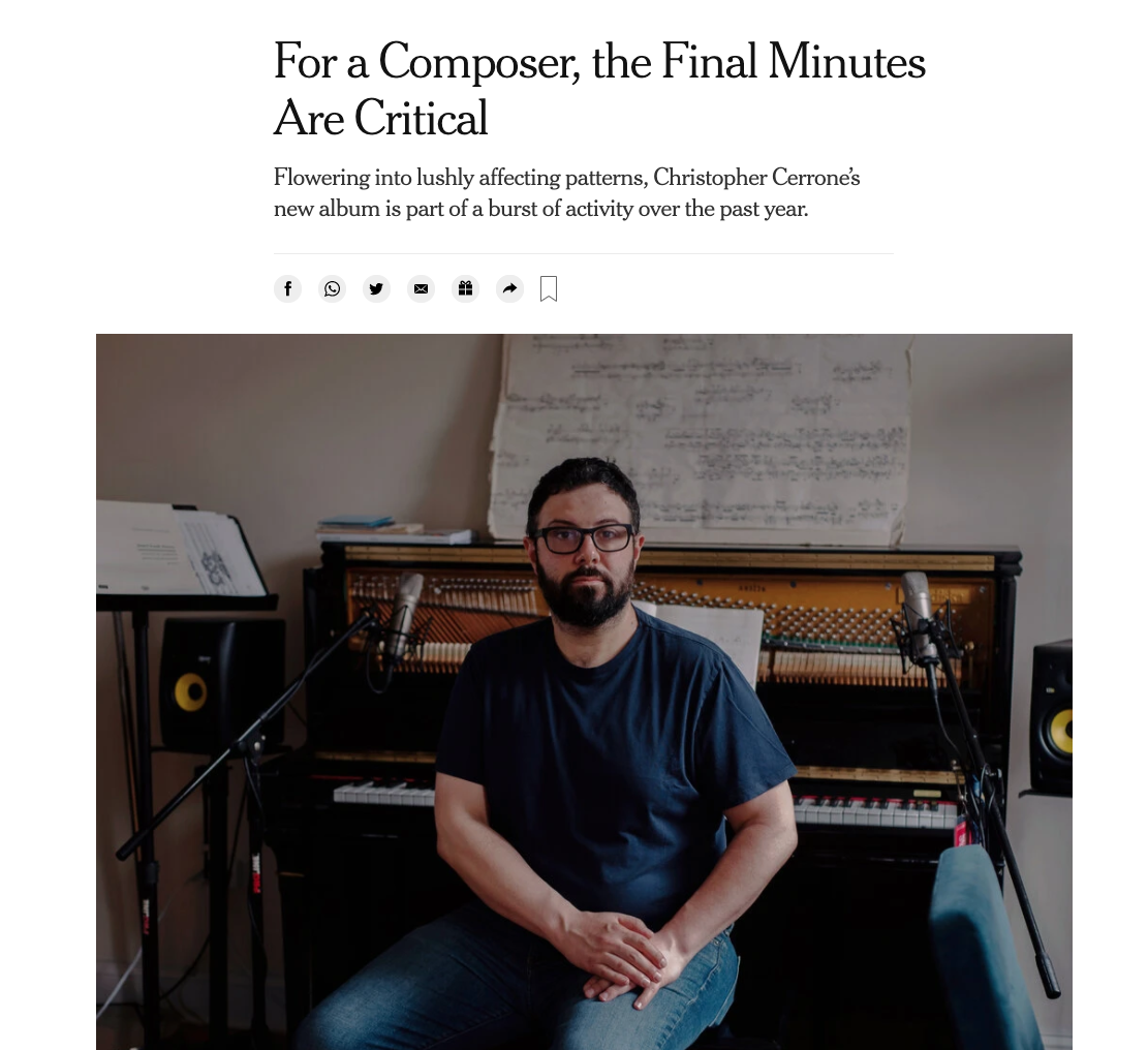 New York Times Profile and new “Hoyt” video – Christopher Cerrone